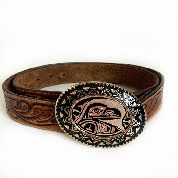 Justin Boots | Accessories | Justin Western Tooled Men Brown Leather ...